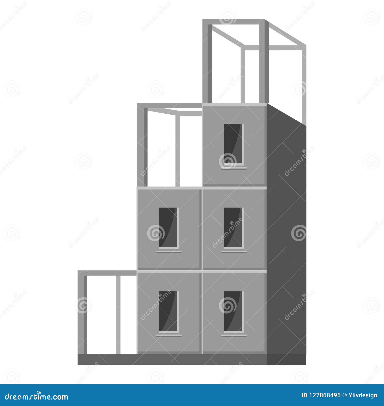 Building a House Icon, Gray Monochrome Style Stock Illustration ...