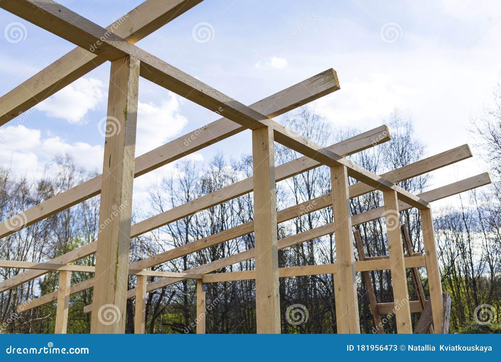 Building a House Made of Wood. Frame Houses Stock Image - Image of ...