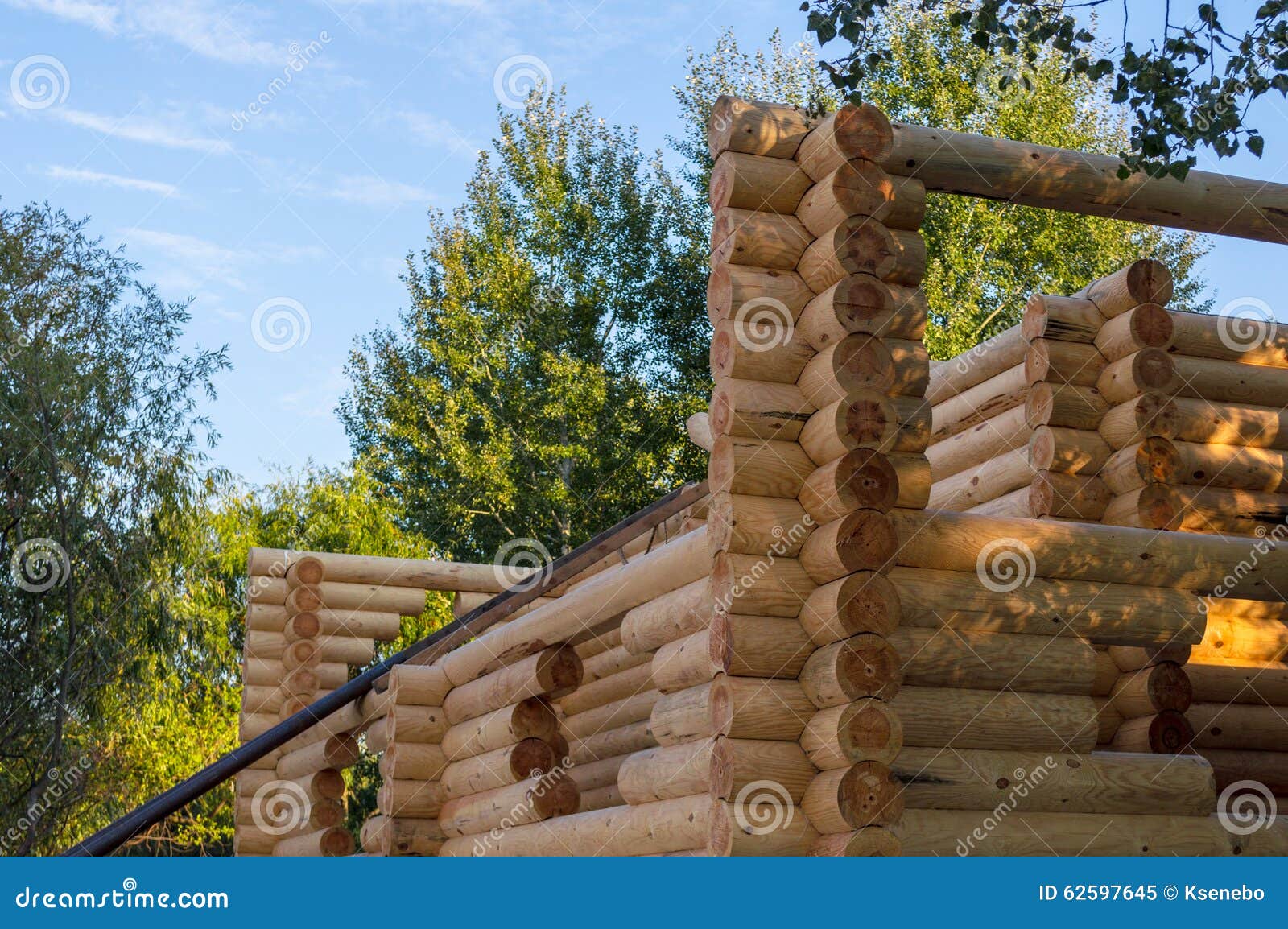 Building a House Made of Wooden Balks Stock Image - Image of color ...