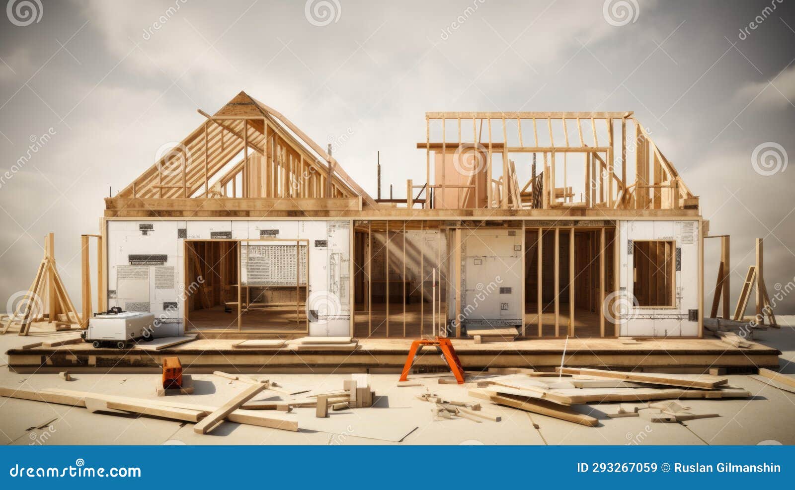 Building House Model. Construction Project Stock Illustration ...