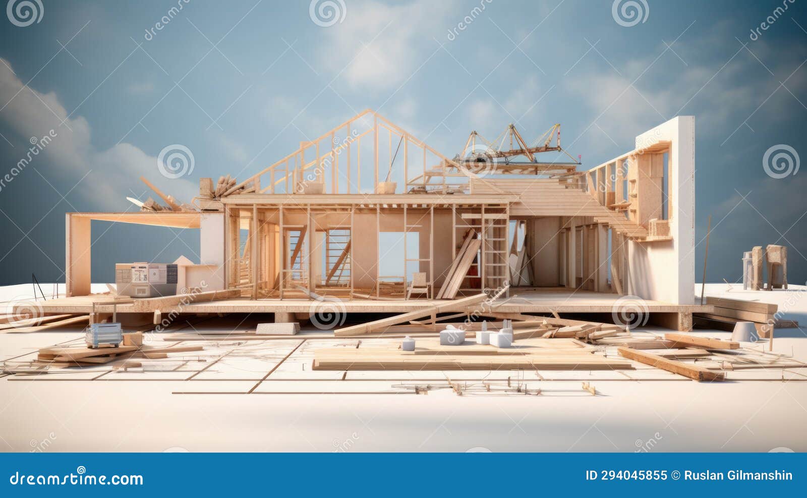 Building House Model. Construction Project Stock Illustration ...