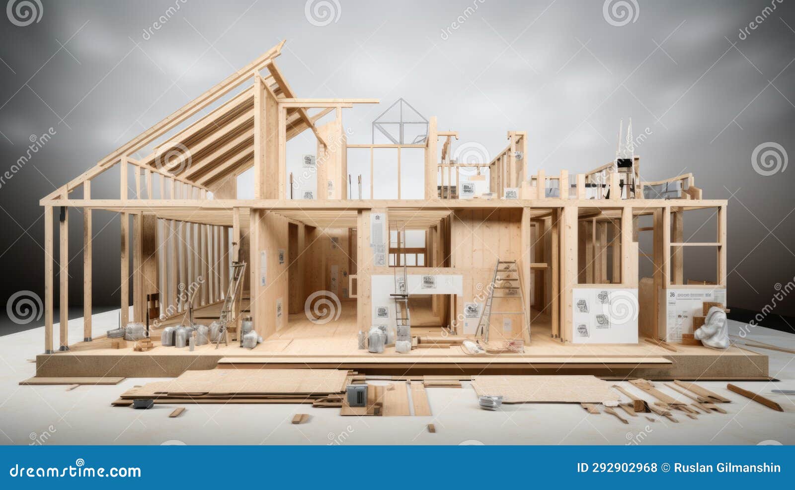 Building House Model. Construction Project Stock Illustration ...
