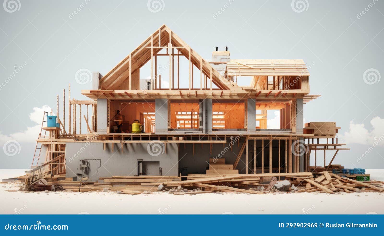 Building House Model. Construction Project Stock Illustration ...
