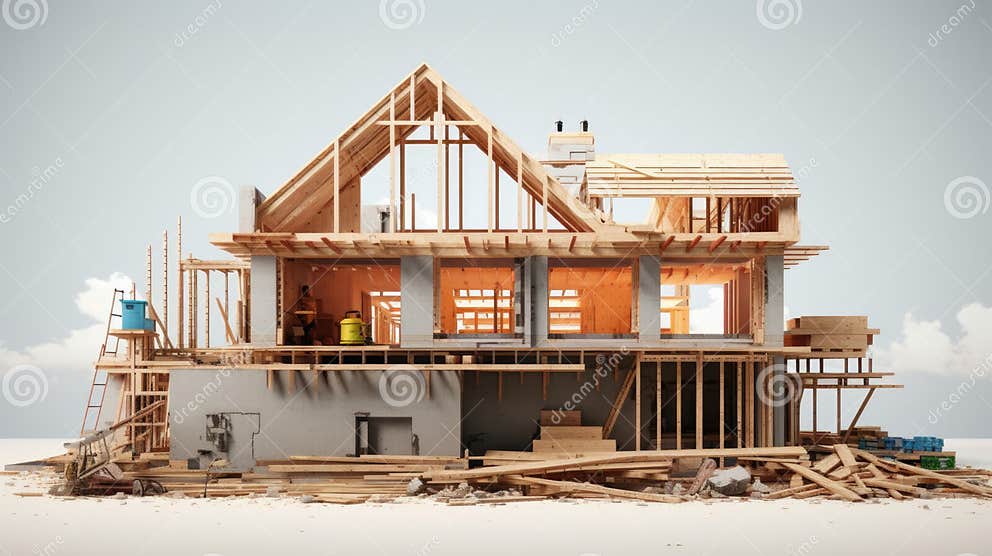 Building House Model. Construction Project Stock Illustration ...