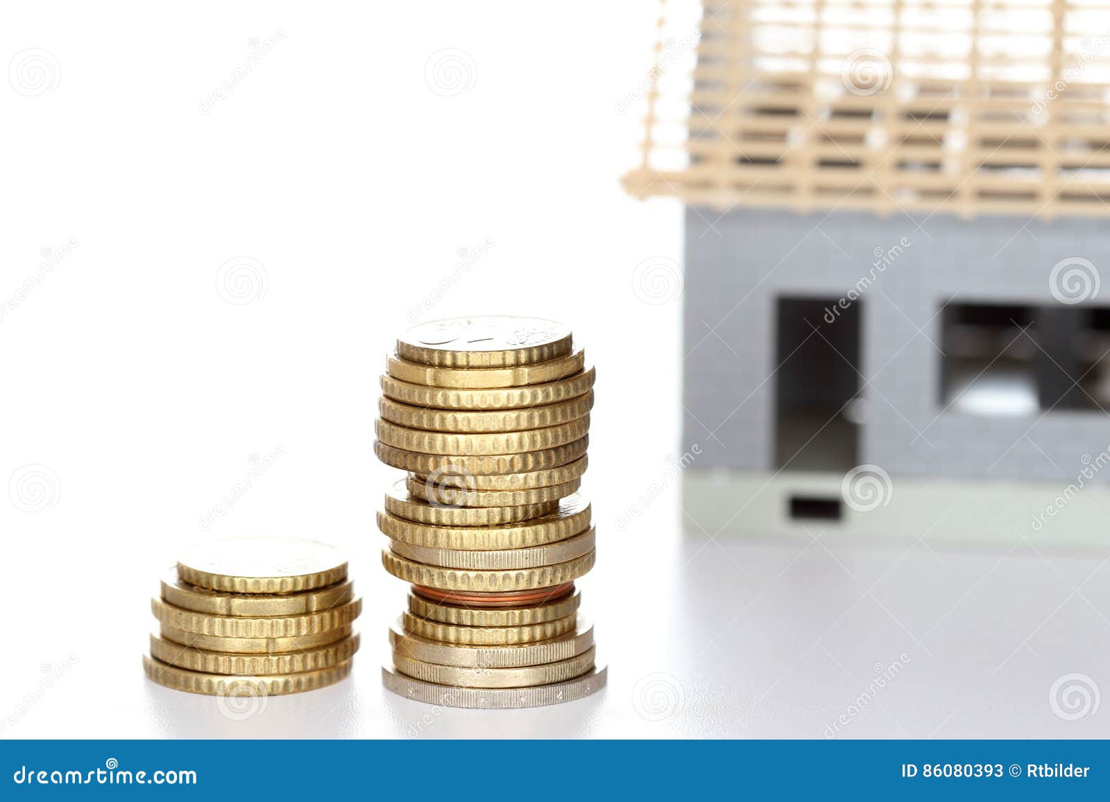 Building a House with Money Stacks Stock Image - Image of desk, agency ...