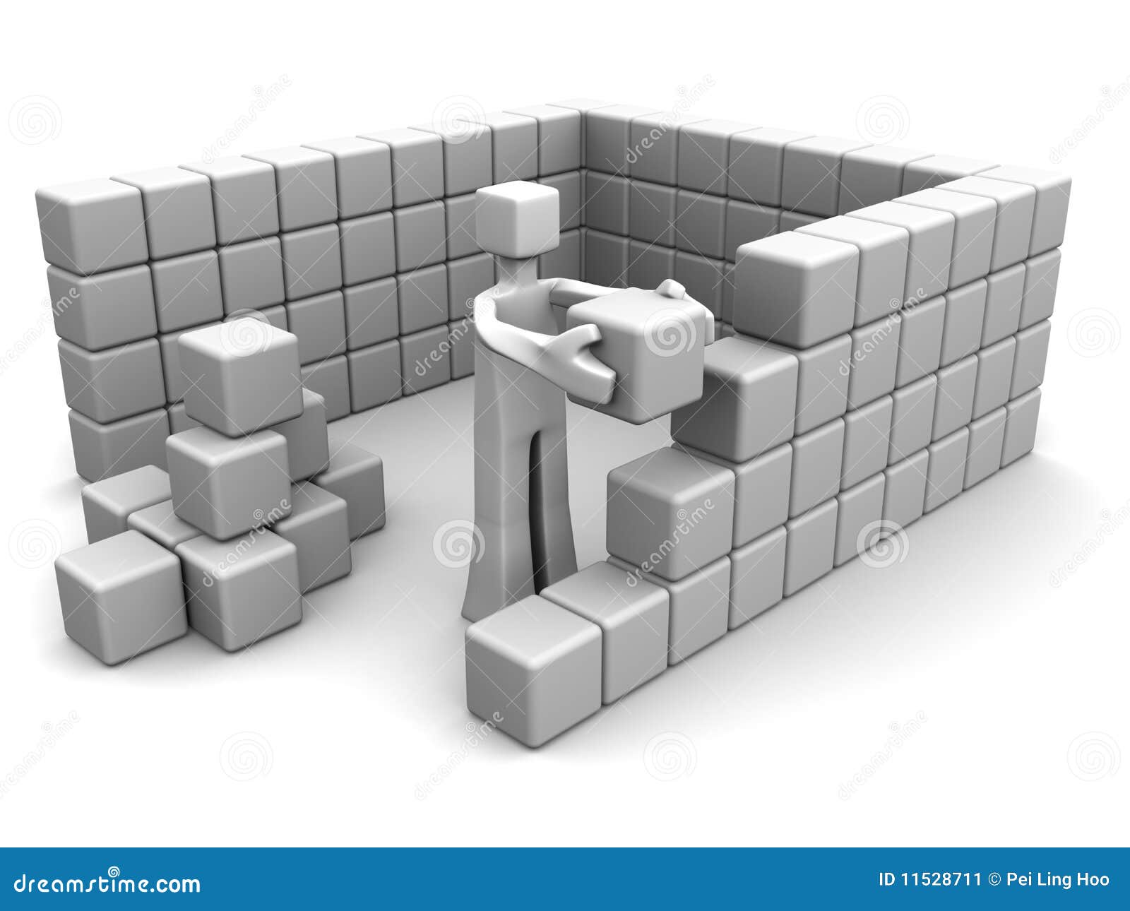 Building a House or Secure Concept Stock Illustration - Illustration of ...