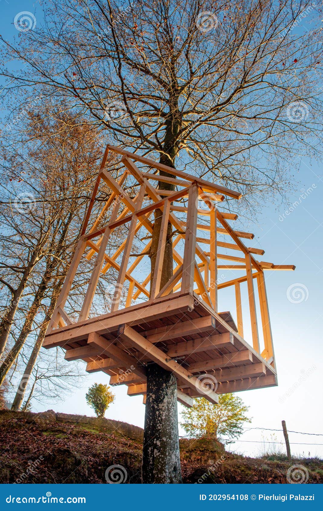 Skeleton of a wooden house stock photo. Image of build - 202954108