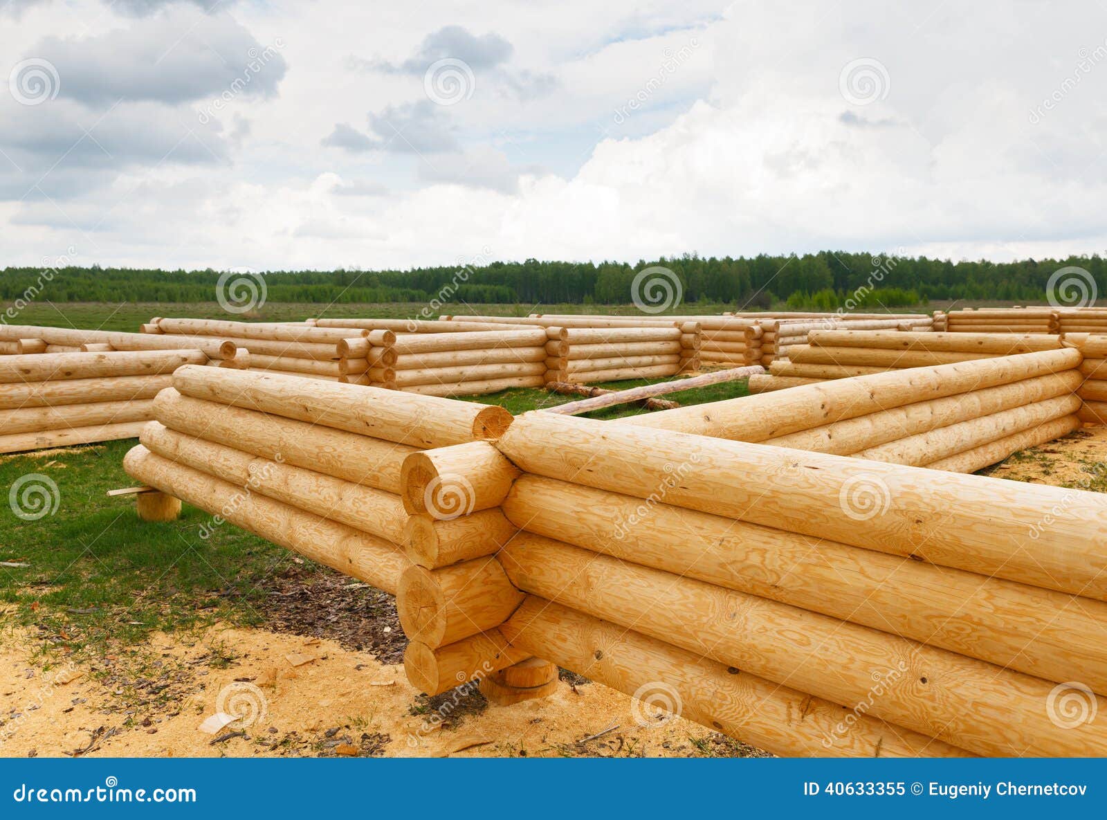 Building a House from Wooden Logs Stock Image - Image of detail, house ...