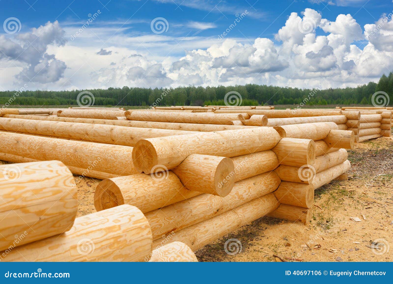 Building a House from Wooden Logs Stock Photo - Image of development ...