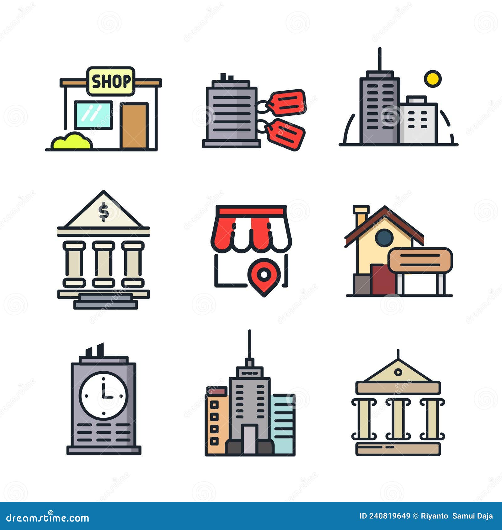 Building Icon Black and White Illustration Stock Vector - Illustration ...