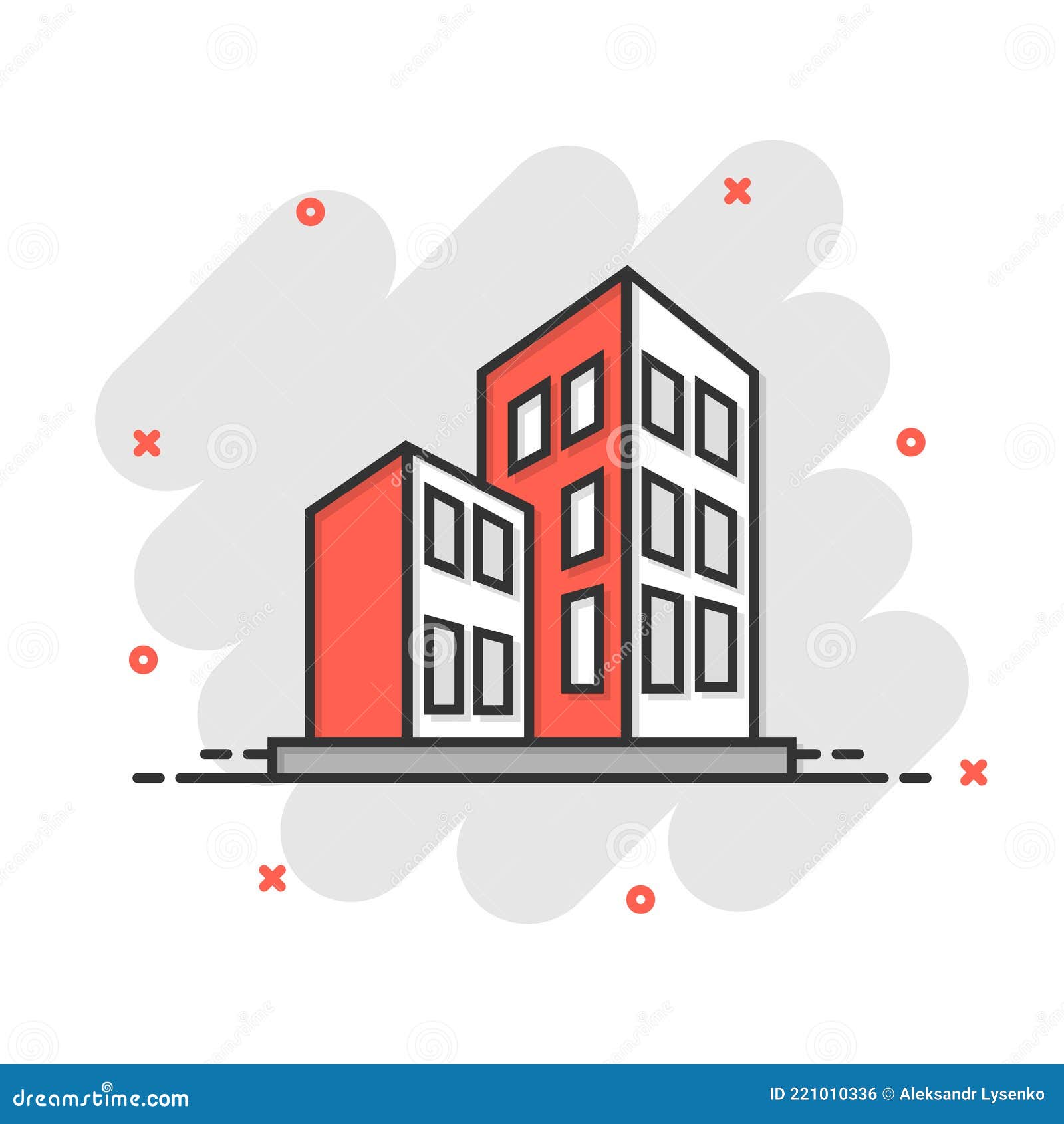 Building Icon In Comic Style. Skyscraper Cartoon Vector Illustration On ...