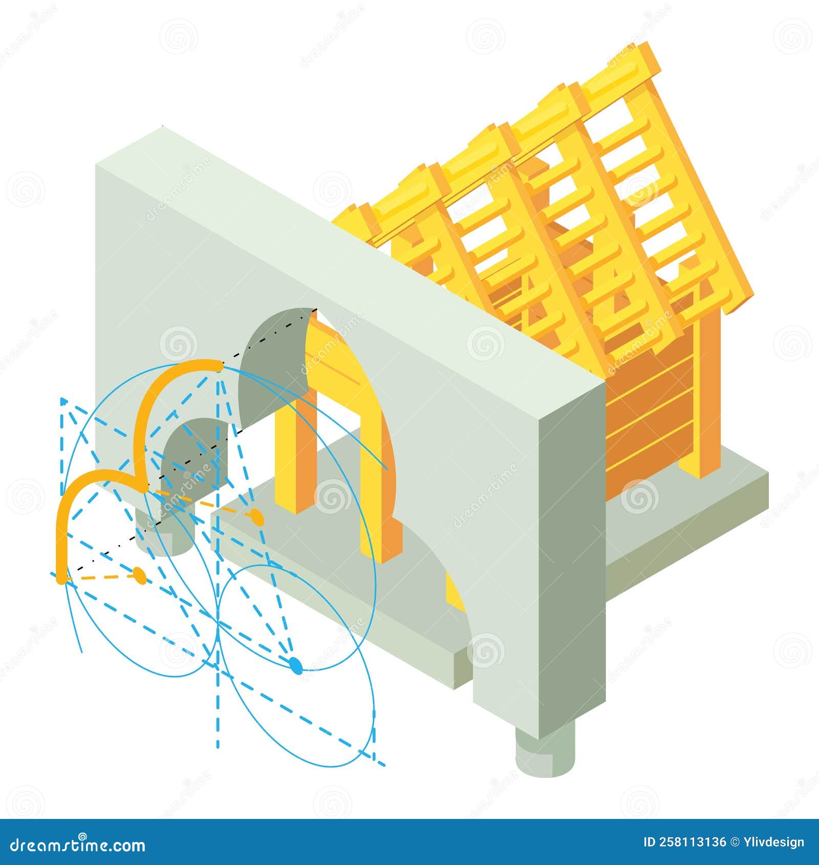Building Icon Isometric Vector. Arch Project Wooden Building Under ...