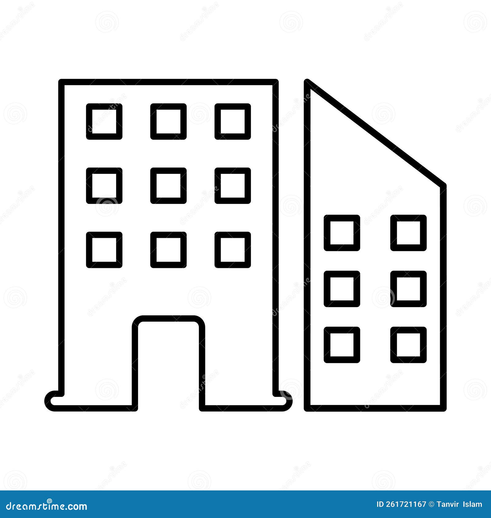 Building Icon in Line Style Stock Vector - Illustration of icon, front ...