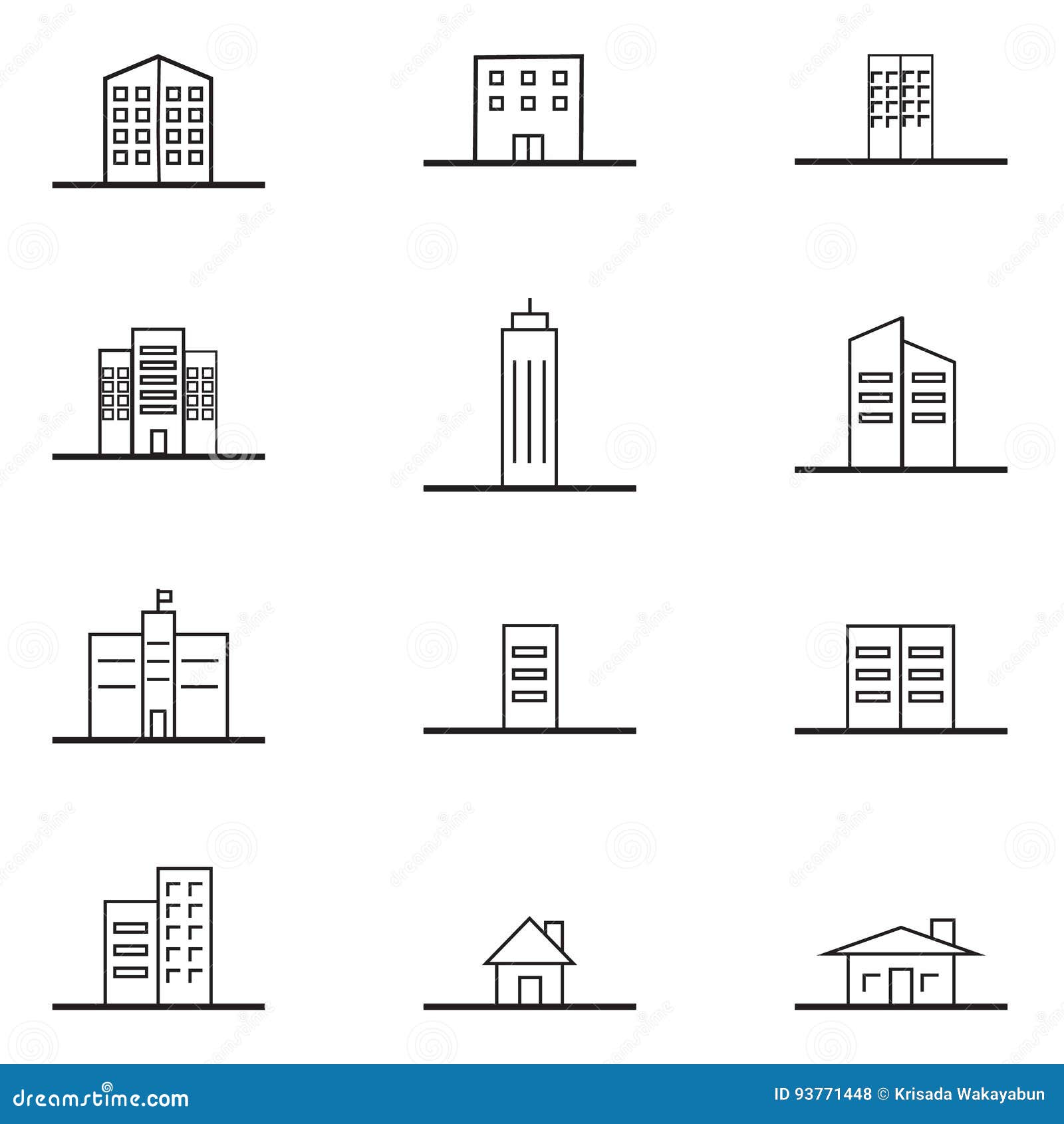 Building Icon Minimal Style Icon Vector Eps10 Set Stock Vector ...