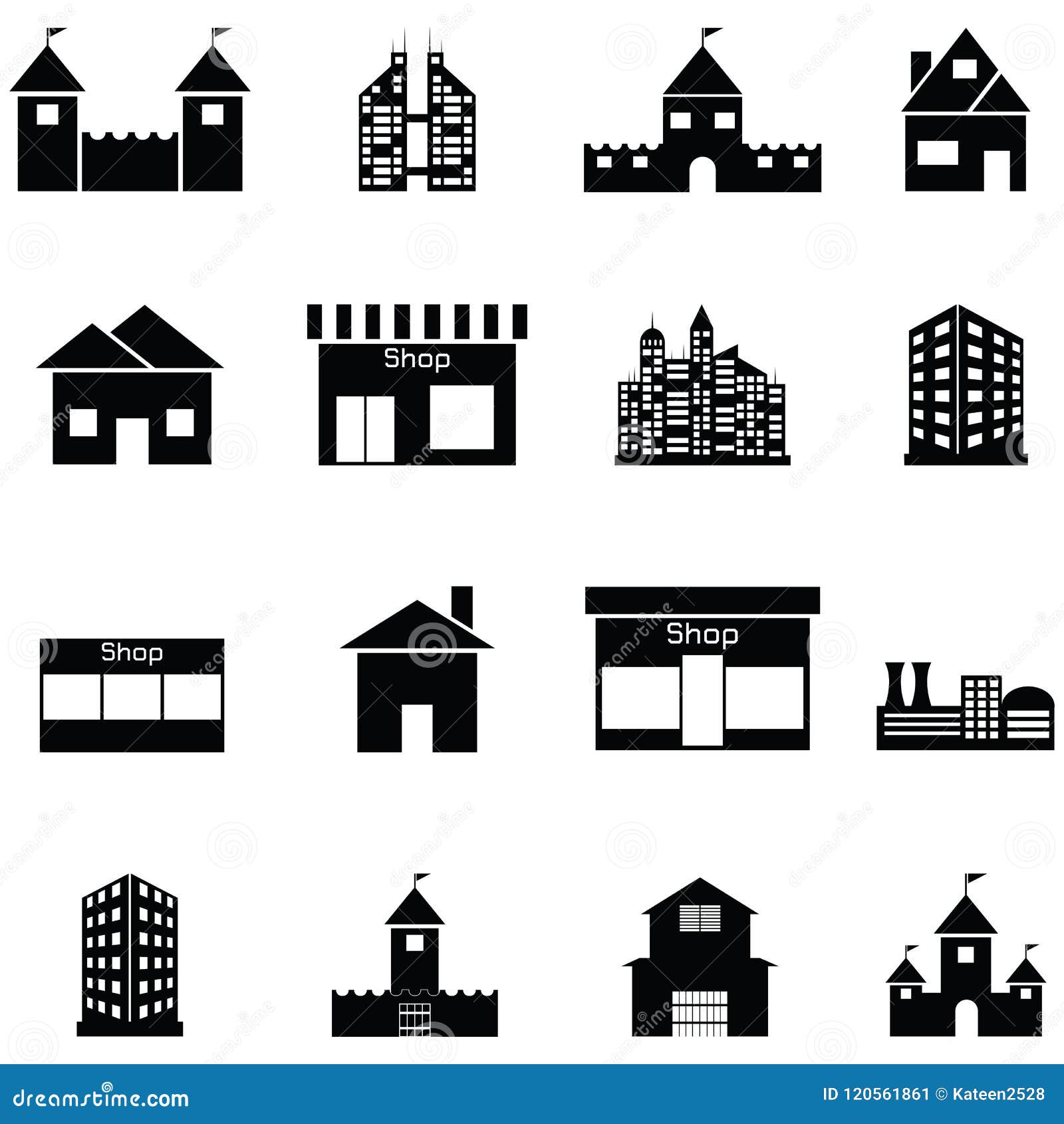 Building icon set stock vector. Illustration of structure - 120561861