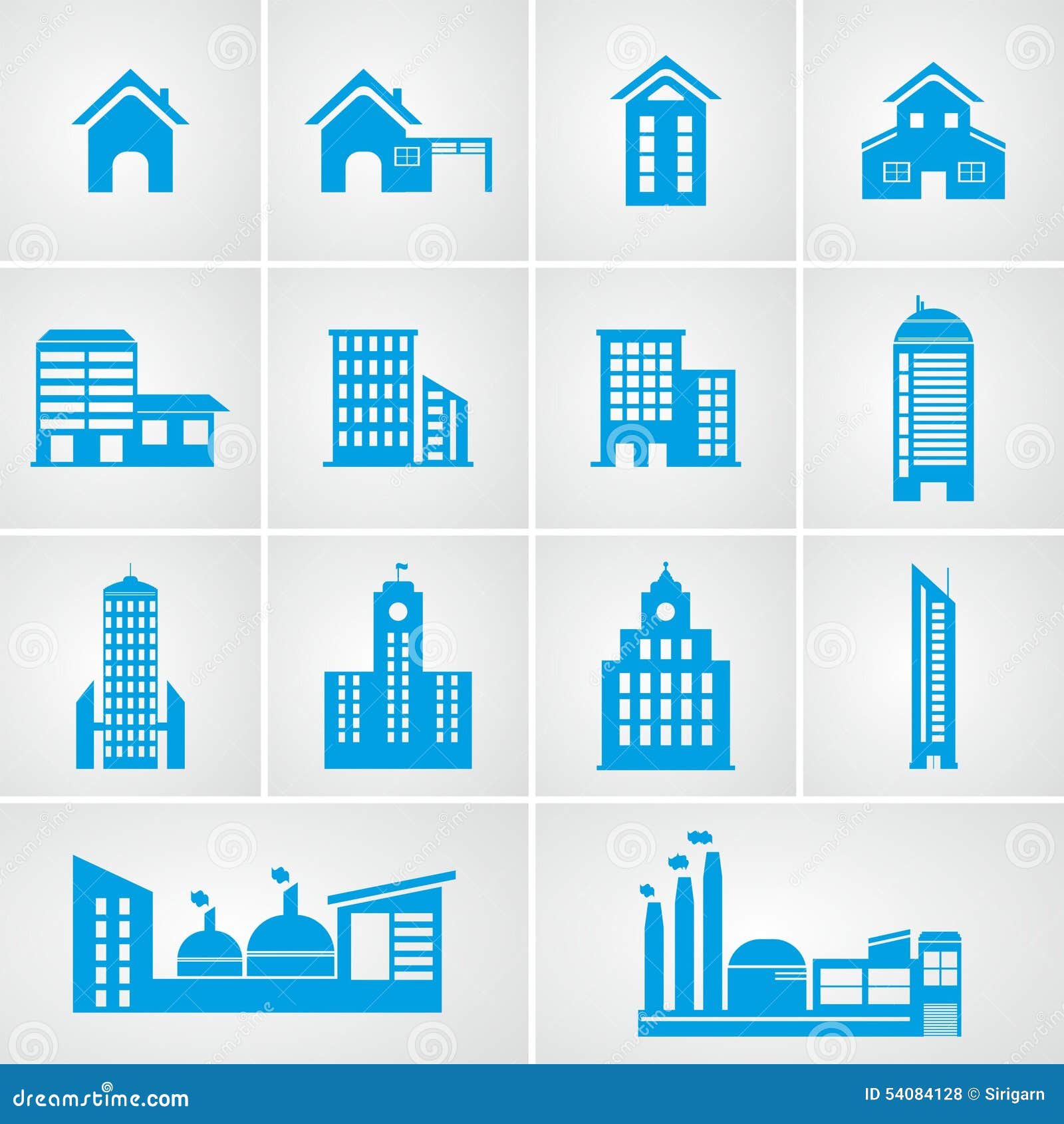 Building icon set stock vector. Illustration of gray - 54084128