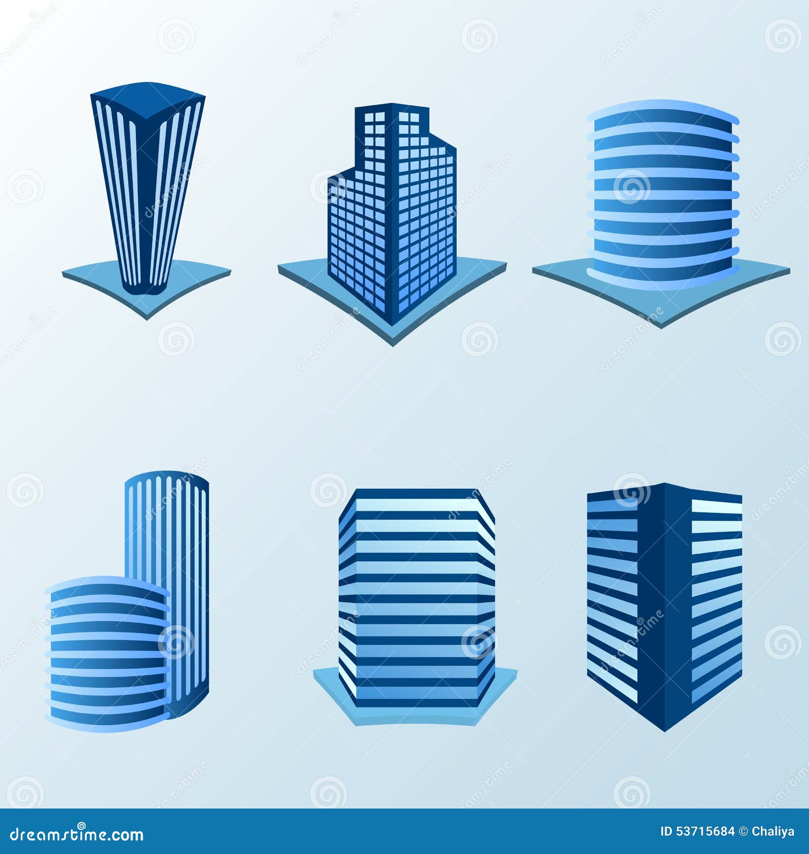 Building Icon Set in Blue Tone Stock Vector - Illustration of business ...