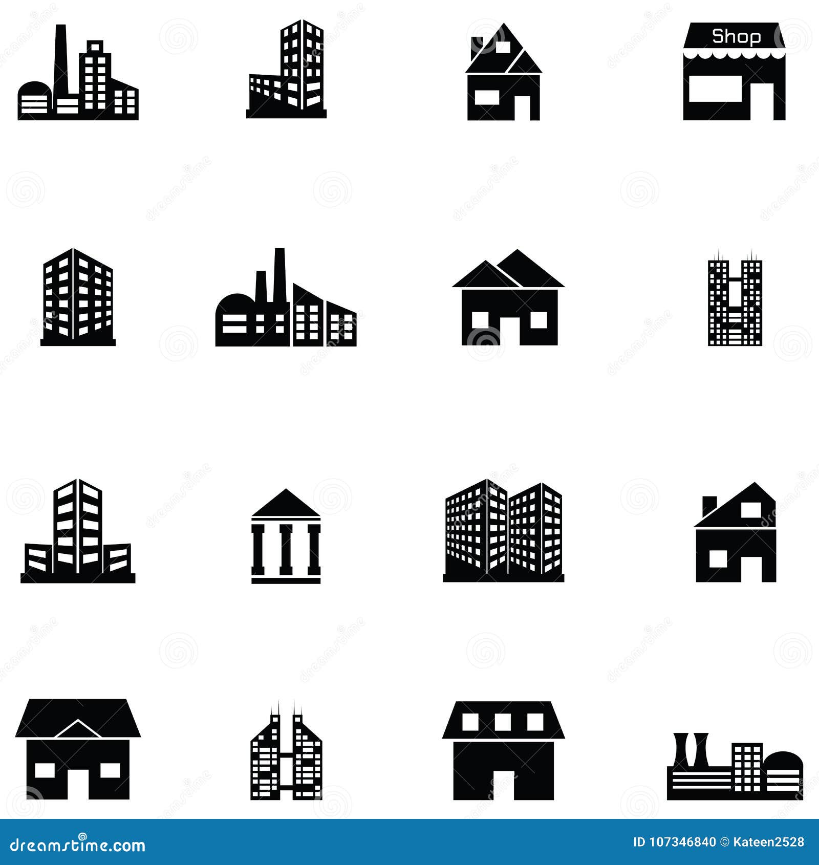 Building icon set stock vector. Illustration of house - 107346840