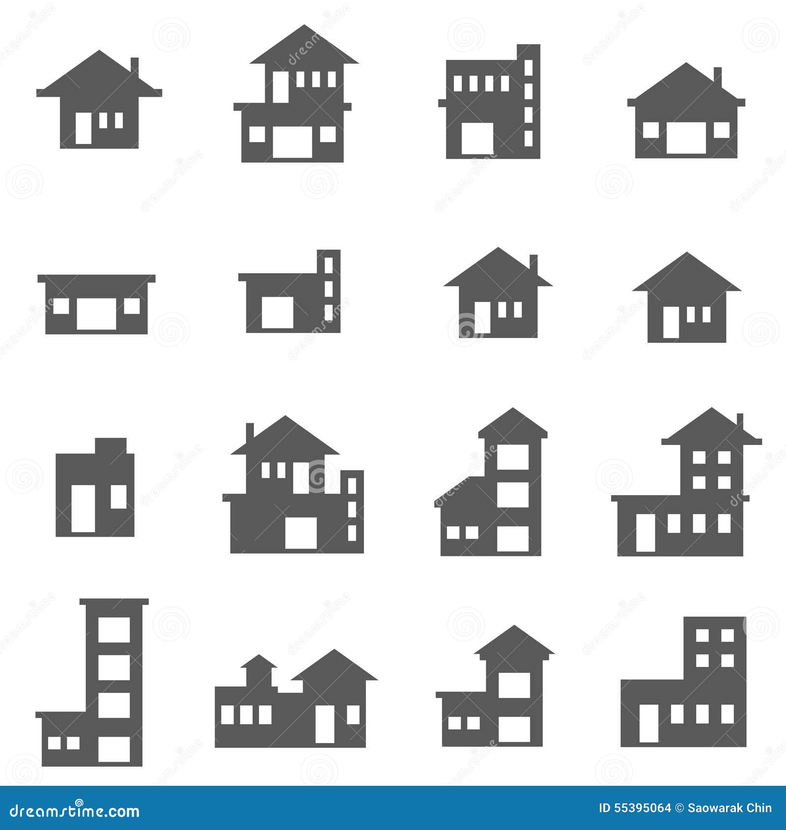 Building Icon Set stock vector. Illustration of hotel - 55395064
