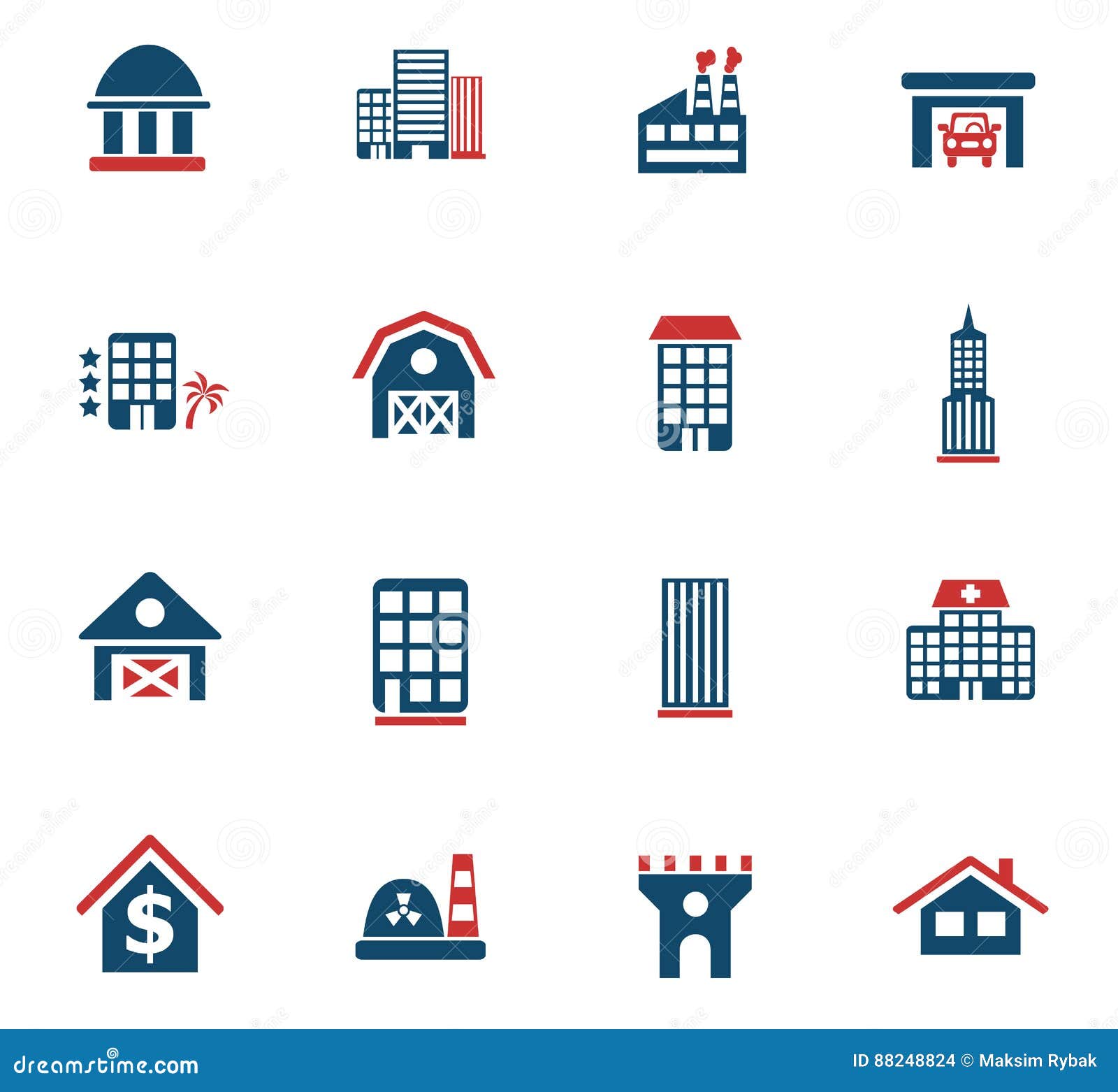 Building icon set stock vector. Illustration of graphic - 88248824