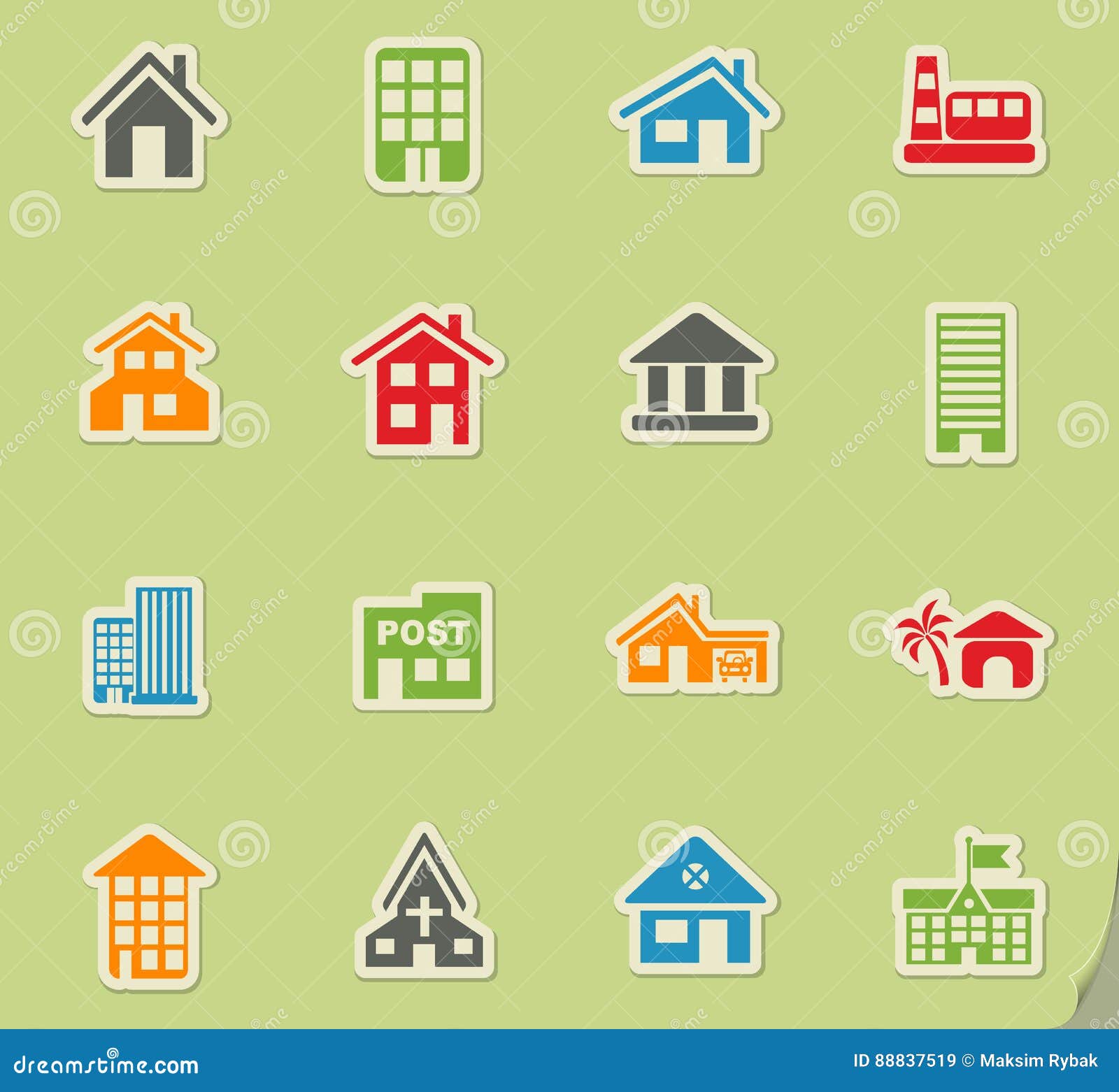 Building icon set stock illustration. Illustration of icons - 88837519