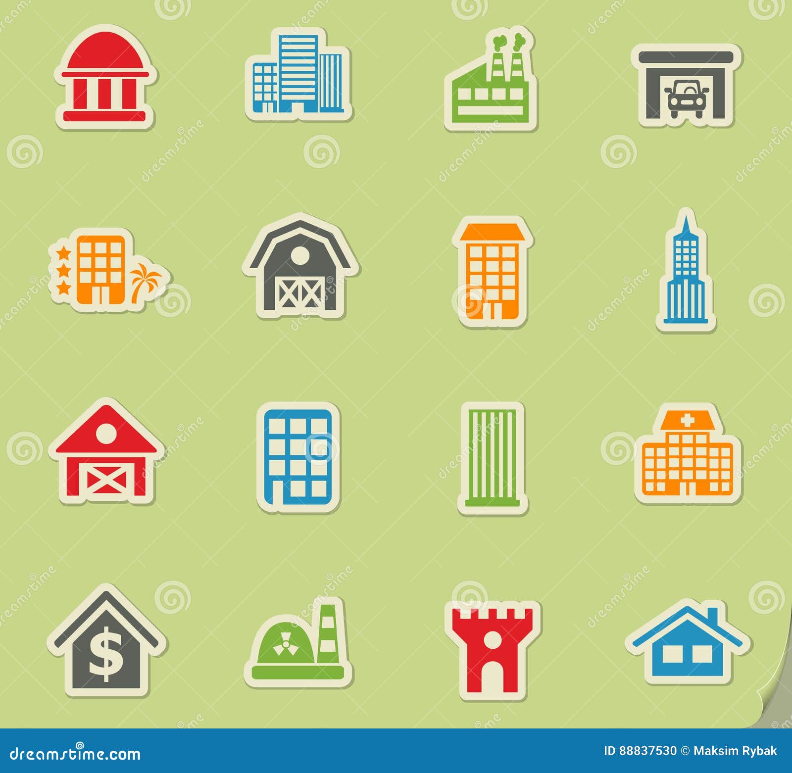 Building icon set stock illustration. Illustration of shop - 88837530