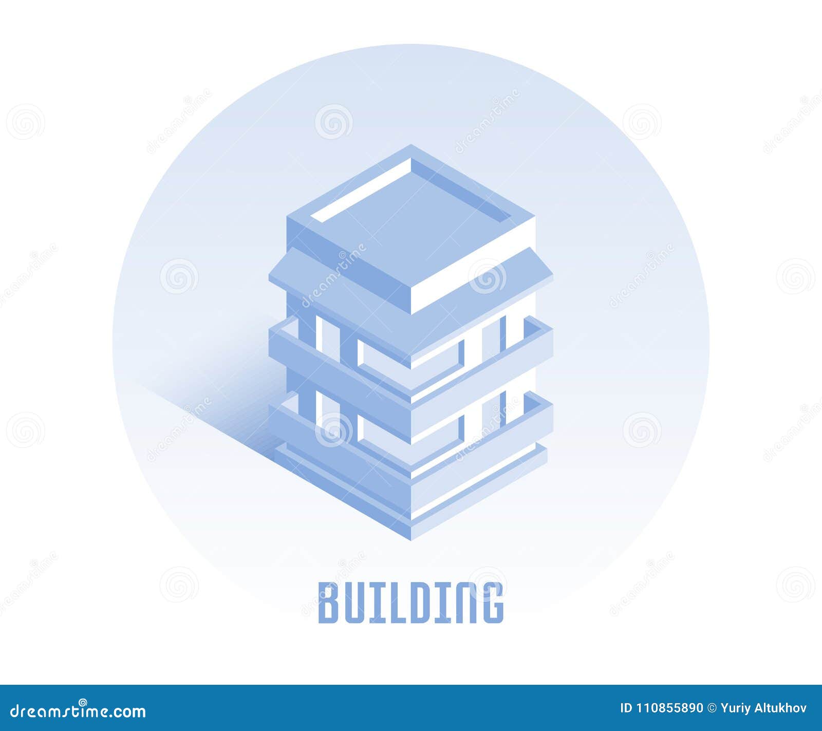 Building Icon. Vector Illustration in Flat Isometric 3D Style Stock ...