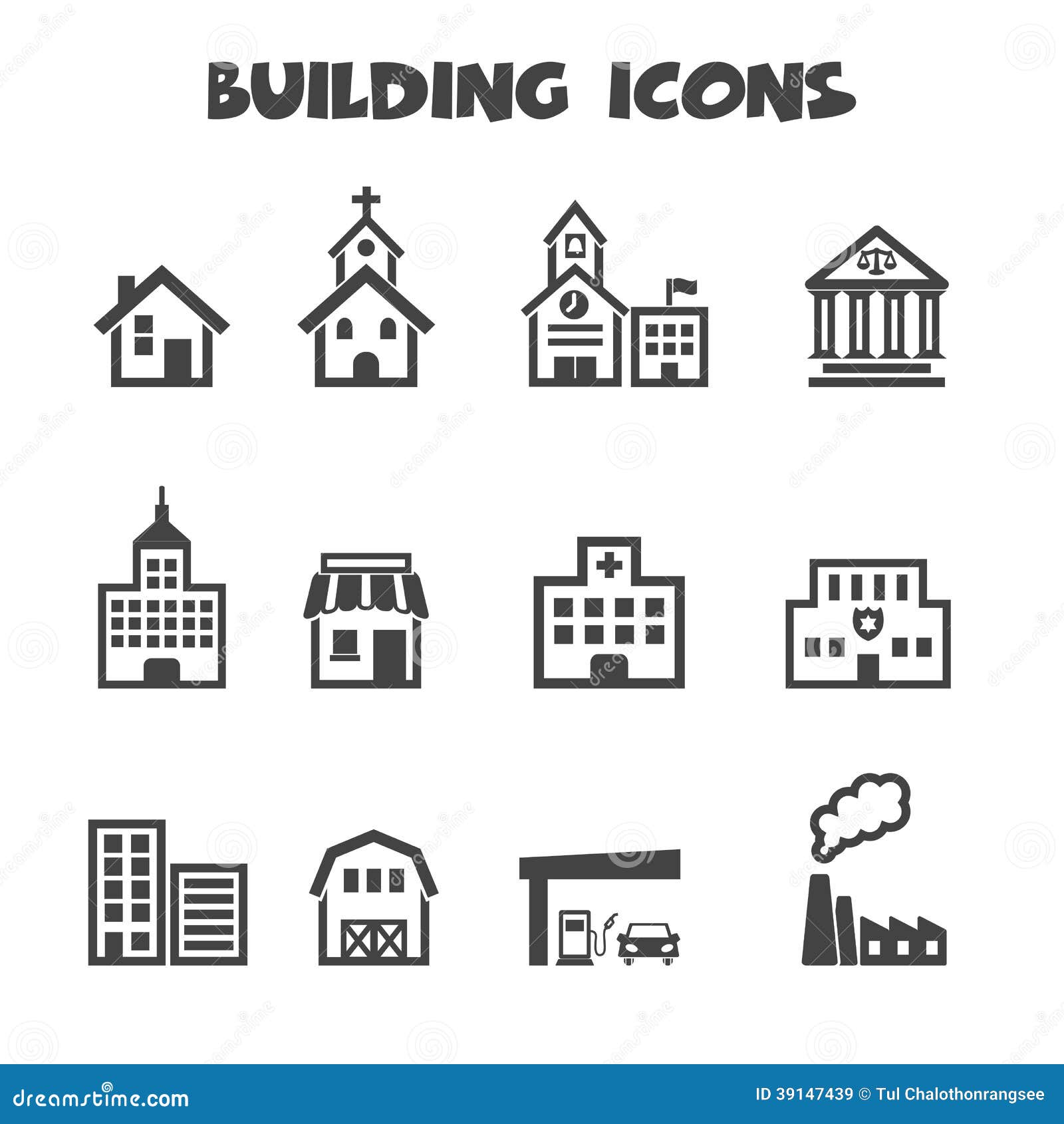 Building icons stock vector. Illustration of black, real - 39147439