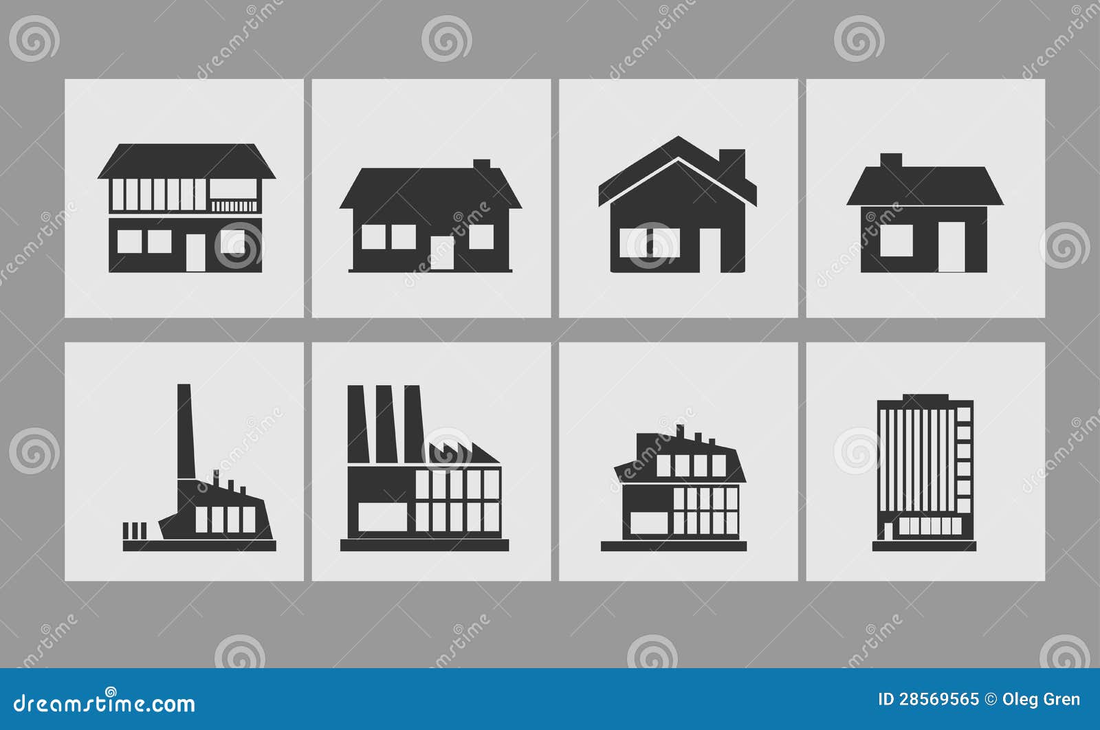 Building icons set stock vector. Illustration of black - 28569565