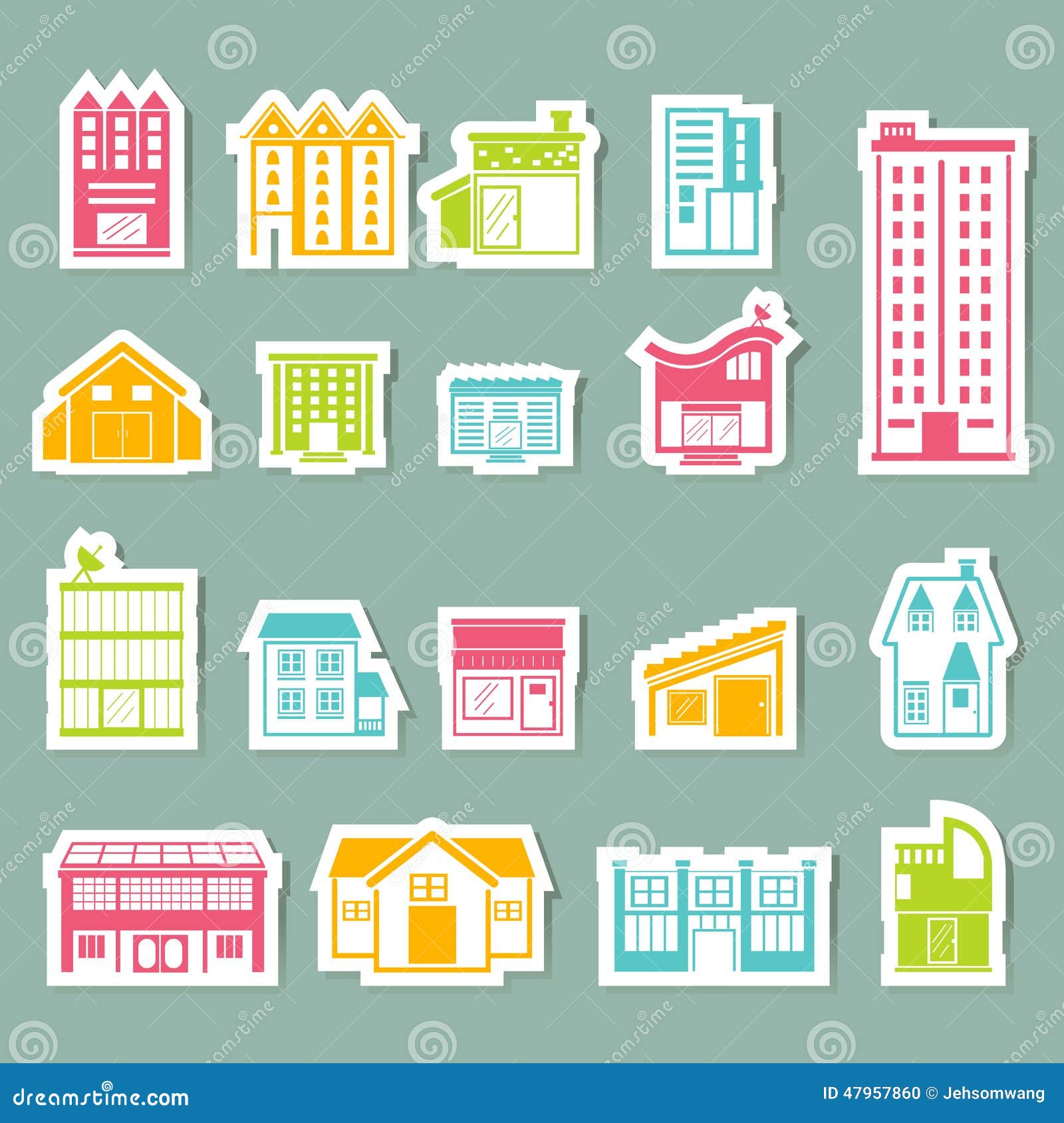Building icons set stock vector. Illustration of residential - 47957860