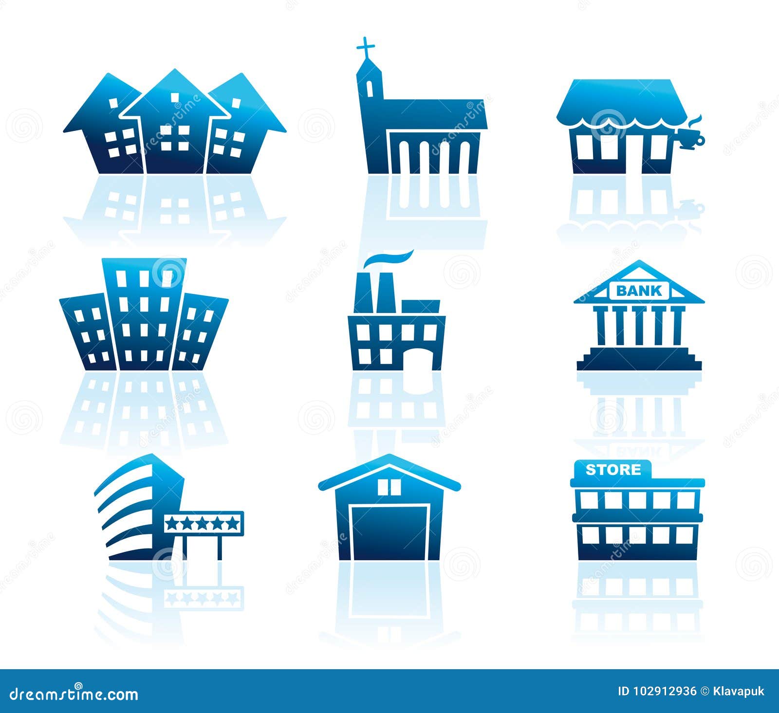 6 Types Of Buildings Vector Illustration For Infographics ...