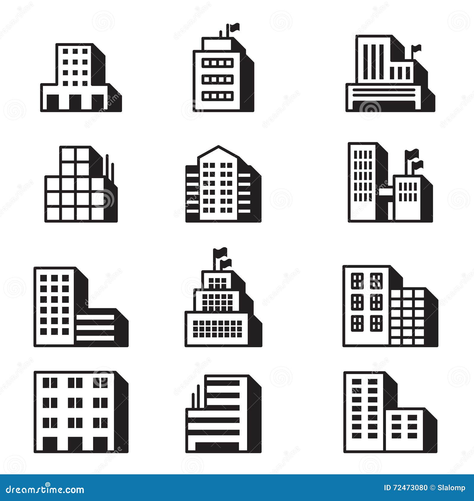 Building Icons Vector Illustration Symbol Set Stock Vector ...