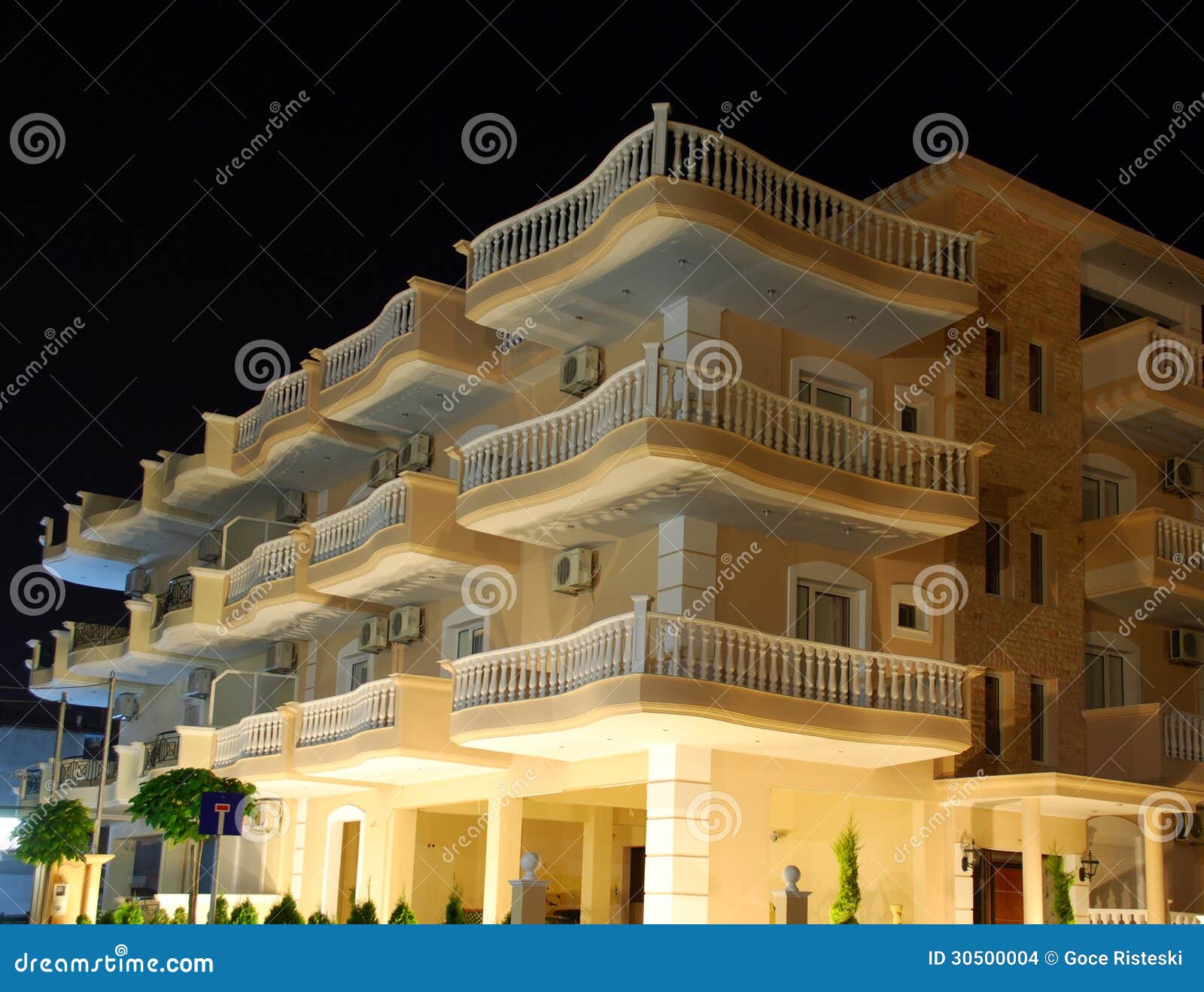 Building Illuminated Light Greece Stock Photo - Image of home, luxury ...