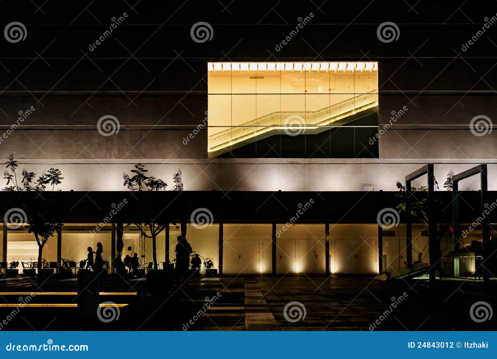 Building Illuminated at Night Stock Photo - Image of shadow, view: 24843012