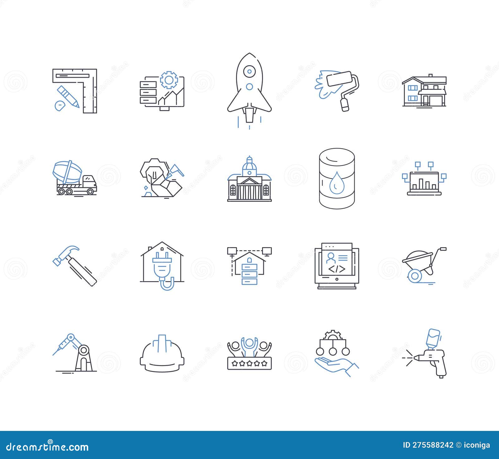 Building Industry Line Icons Collection. Architecture, Construction ...