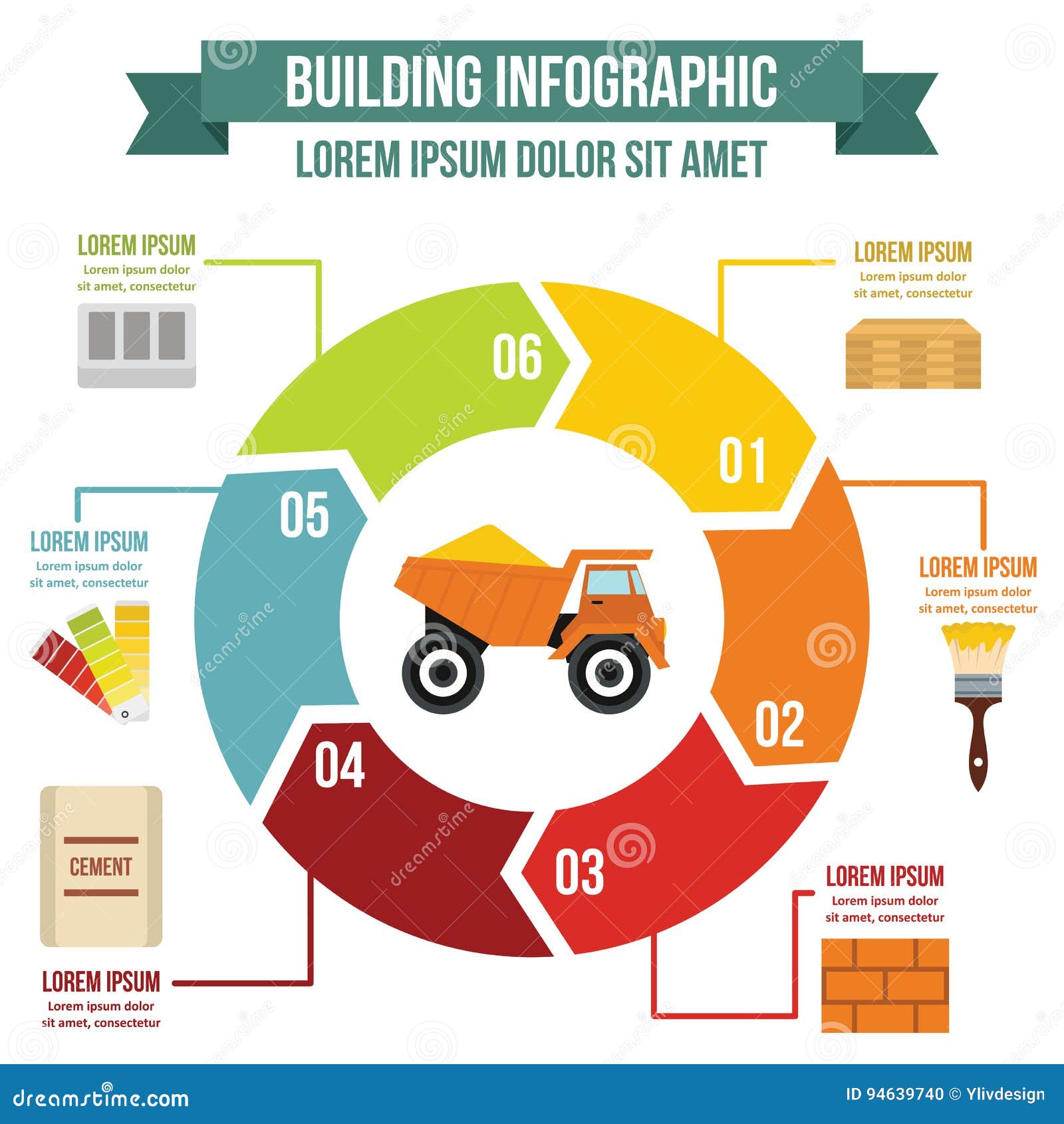 Building Infographic Concept, Flat Style Stock Vector - Illustration of ...