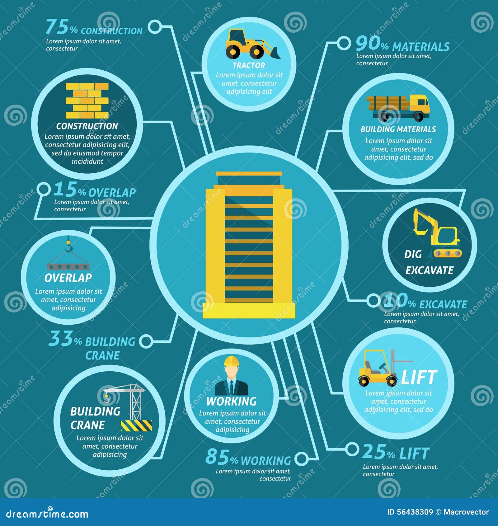 Building Infographics Set stock vector. Illustration of lifter - 56438309