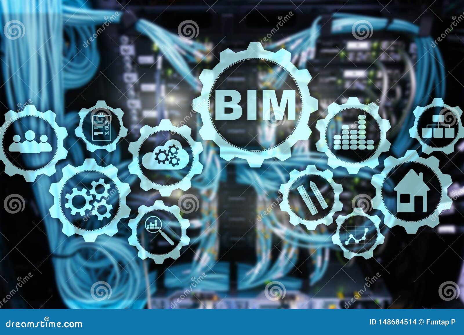 Building Information Modeling. BIM On The Virtual Screen With A Server ...