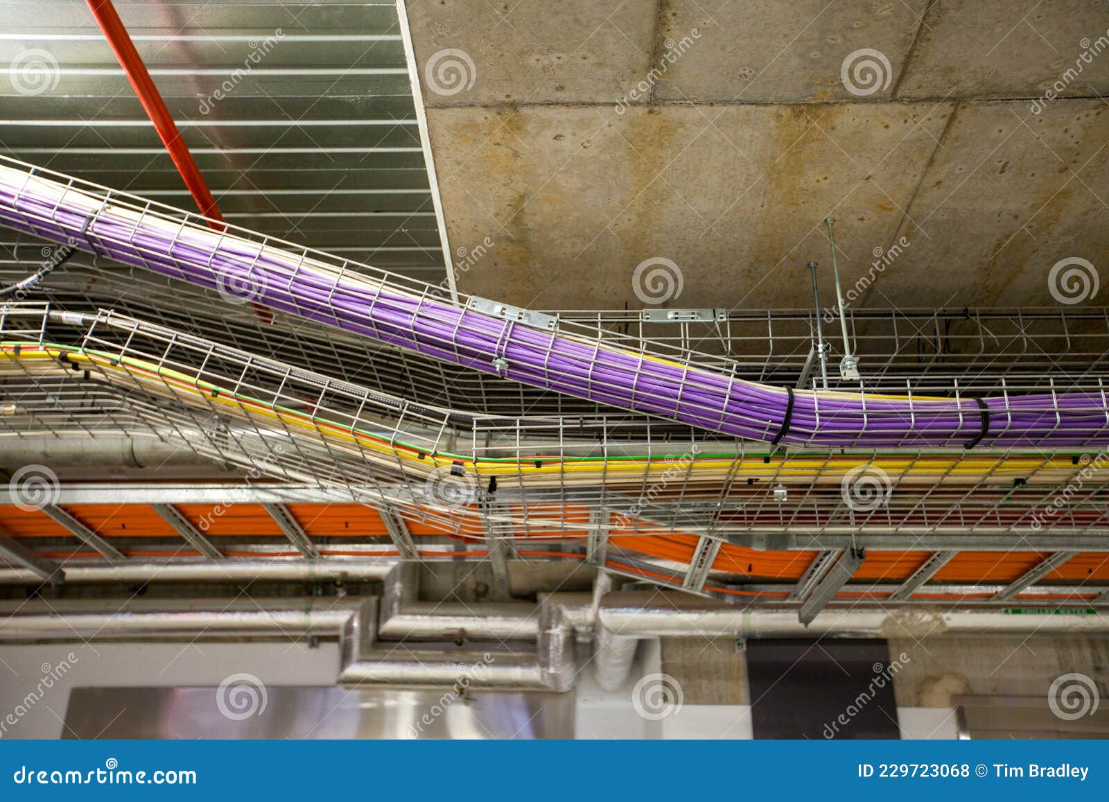 Building Basement Cabling and Wiring Stock Photo - Image of high, area ...