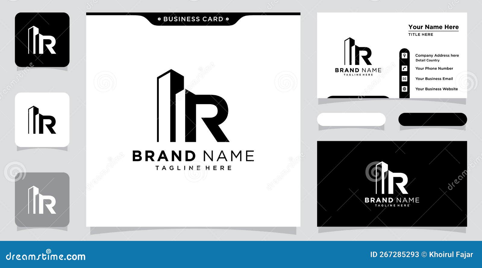 Building with Initial R Letter Monogram Logo Design Stock Vector ...