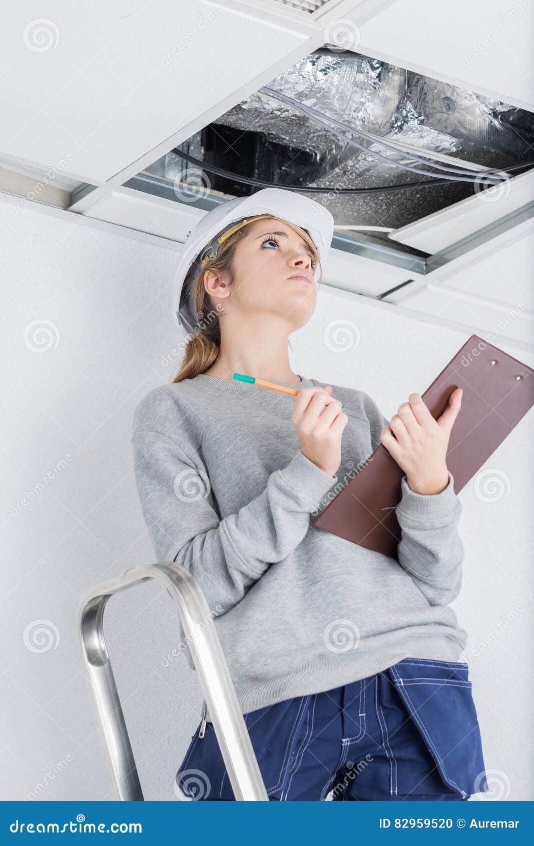 Building Inspector Checking Ceiling Stock Photo - Image of wiring ...