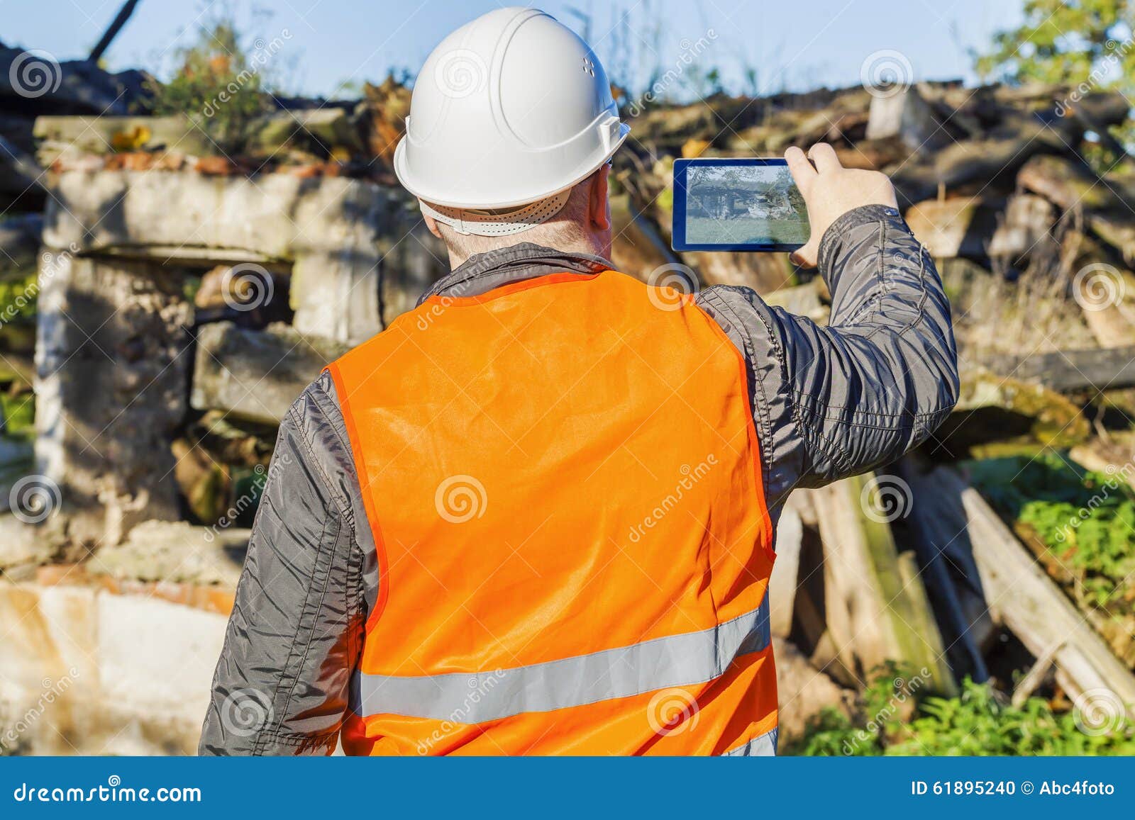 Building Inspector Filmed with Tablet PC Stock Photo - Image of people ...