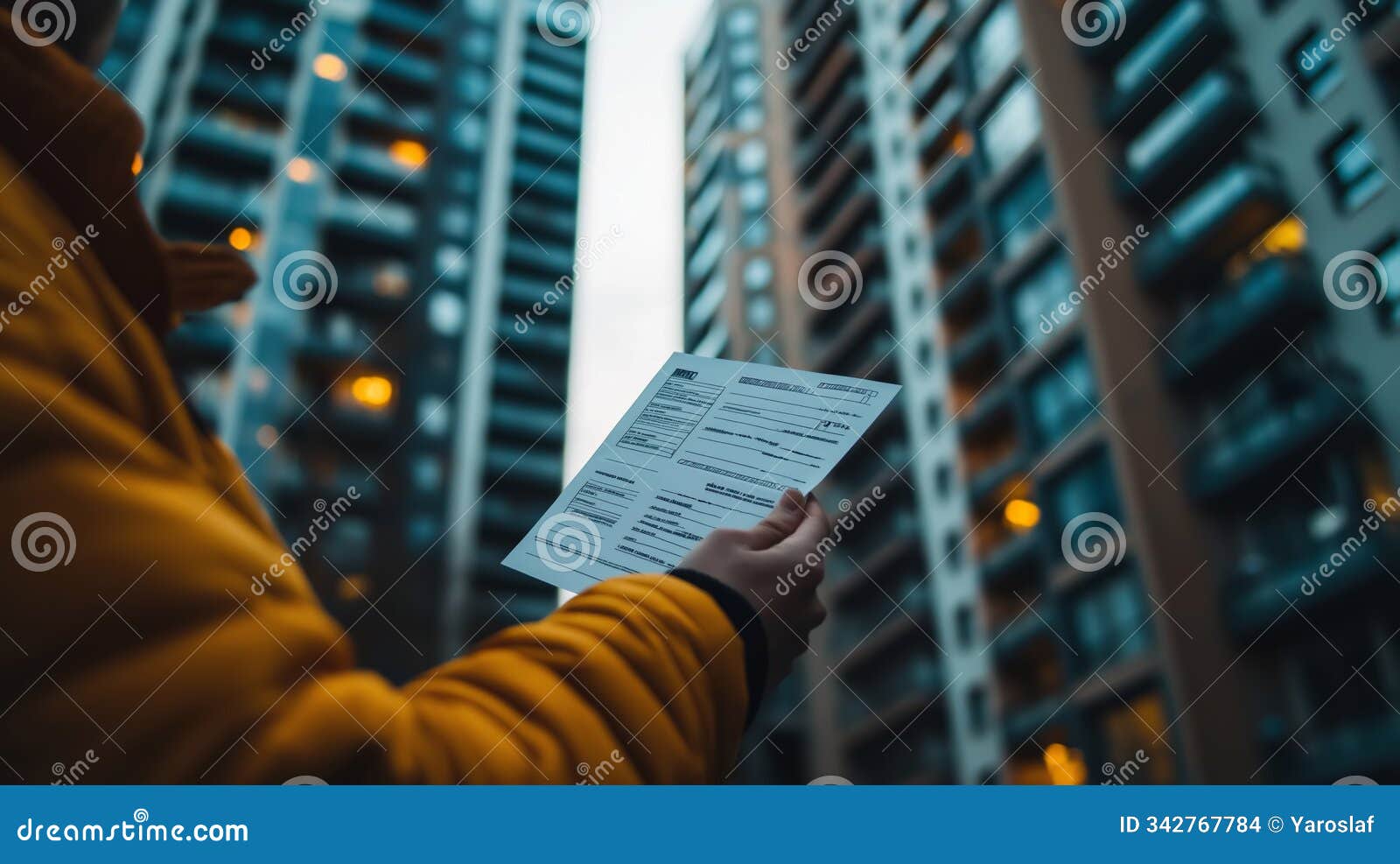 Building Inspector Holding Inspection Form and Evaluating Residential ...