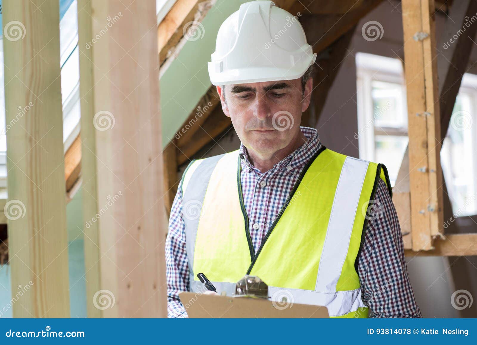 Building Inspector Looking at New Property Stock Photo - Image of hard ...