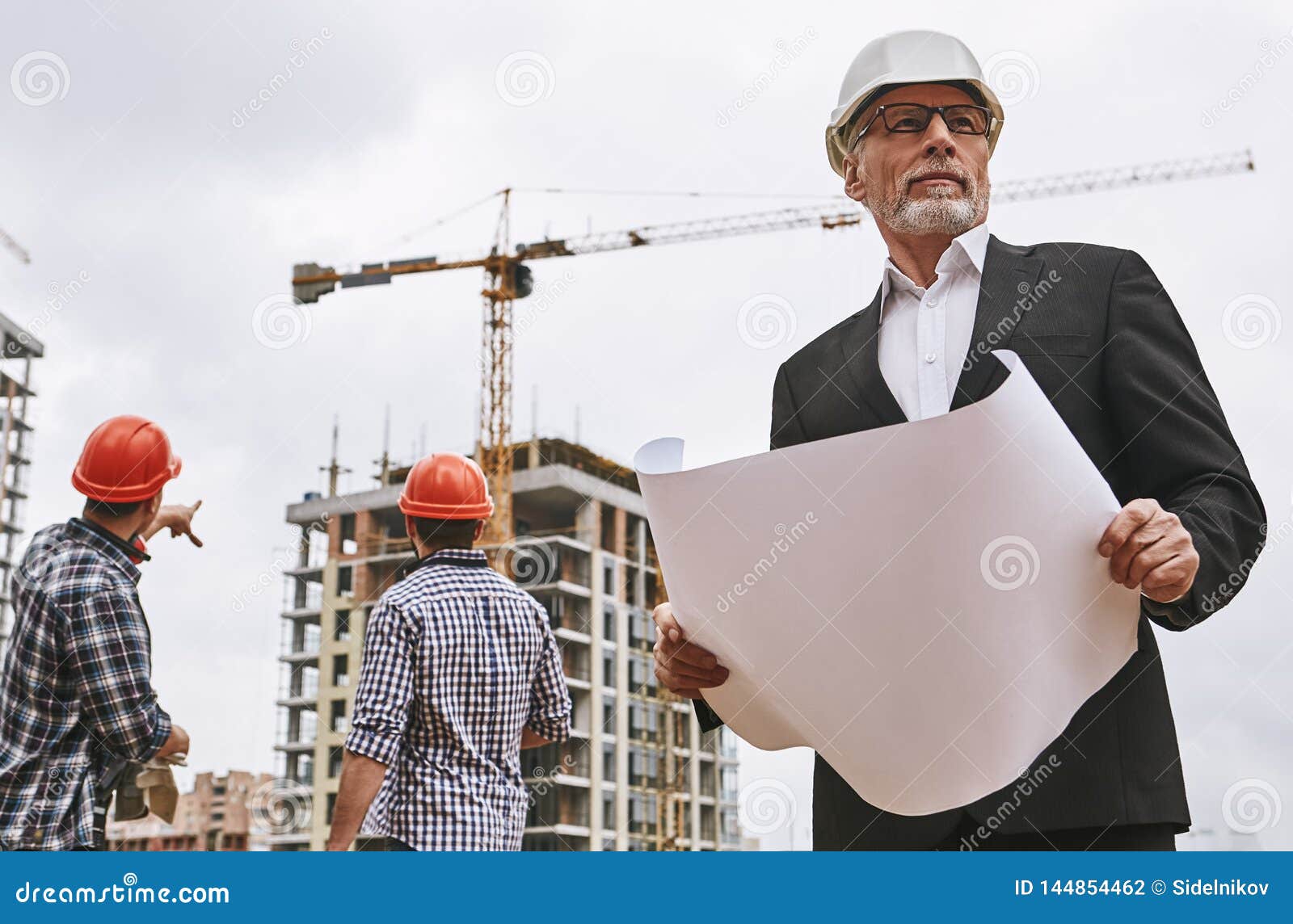 Building Inspector. Portrait of Experienced Elderly Engineer in Formal ...