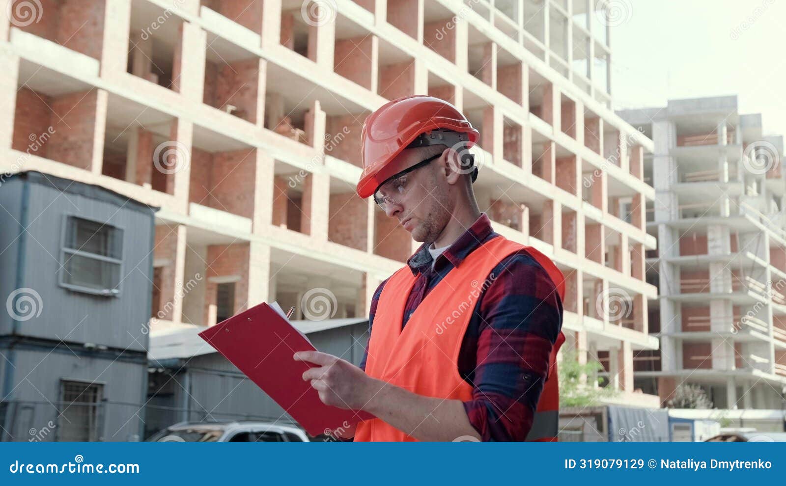 Building Inspector Taking Notes during Development Site Inspection ...