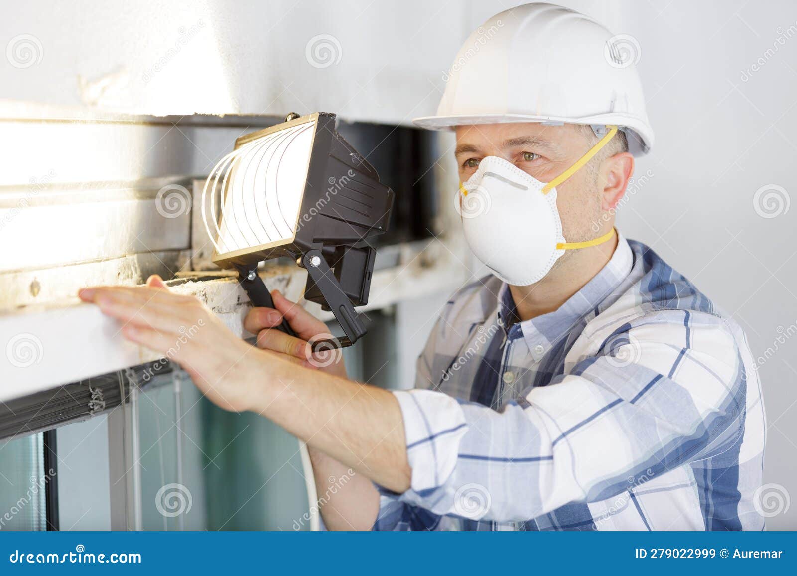 Building Inspector Wearing Mask while Assessing Property Stock Image ...