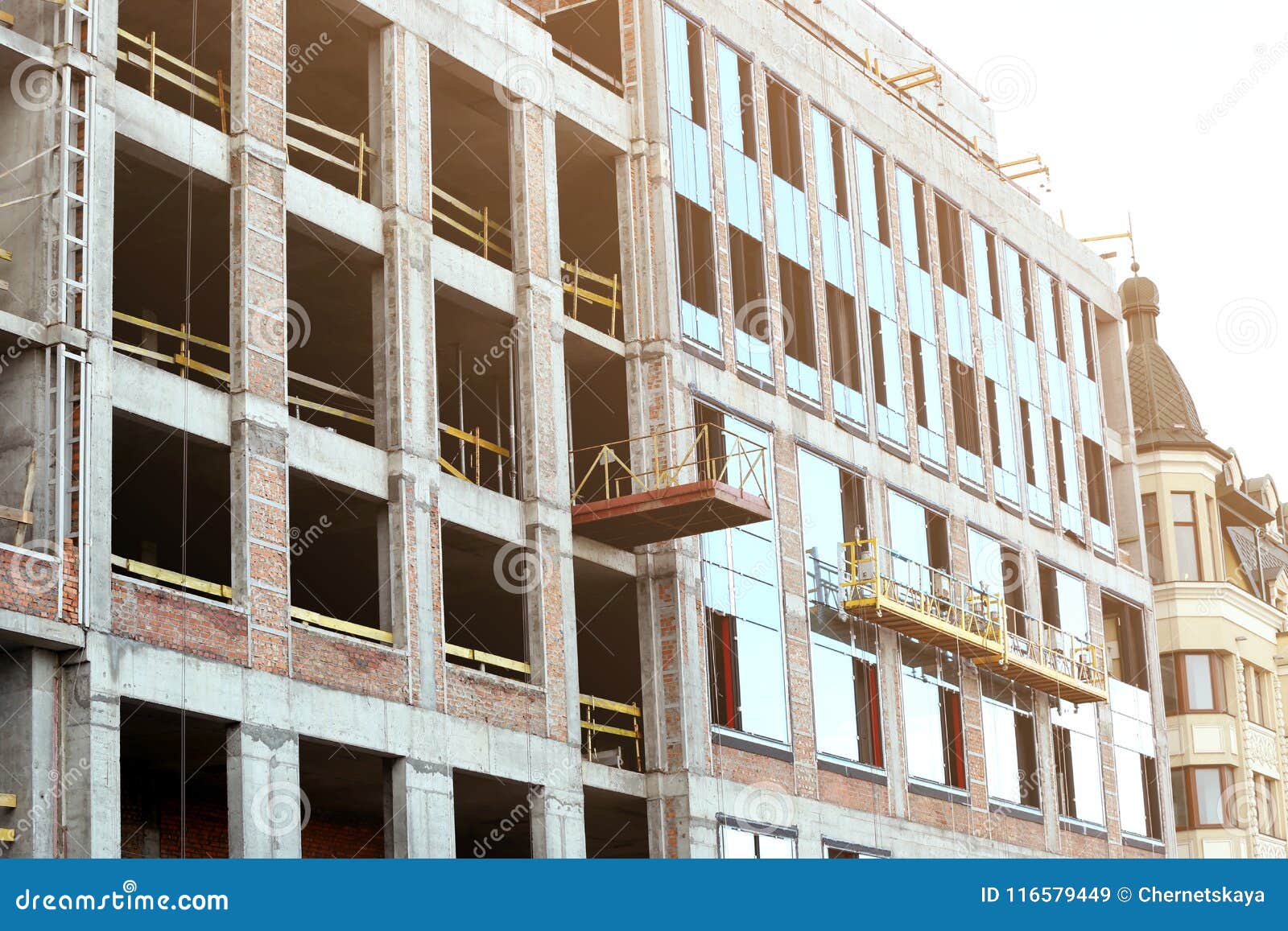 Building with Installed Windows Stock Image - Image of equipment ...