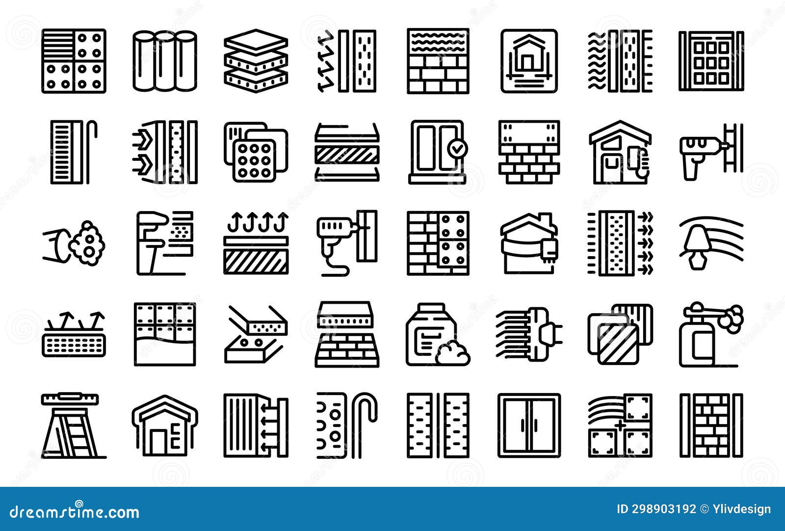 Building Insulation Icons Set Outline Vector. Roll Building Wool Stock ...