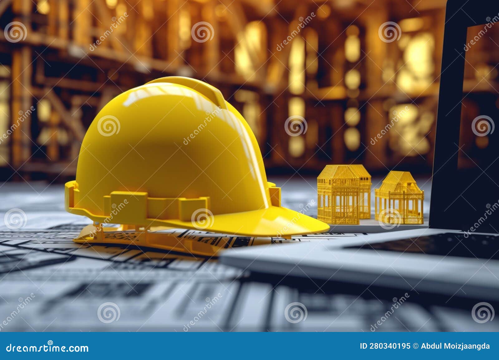 Building Intelligence, Blueprints, Yellow Helmet, and Computer on ...